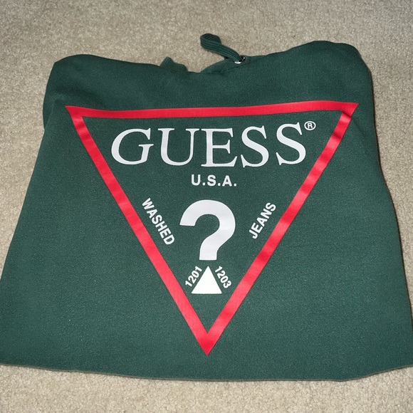Guess | Sweaters | Guess Hoodie Green With Red Detail Large Good ...